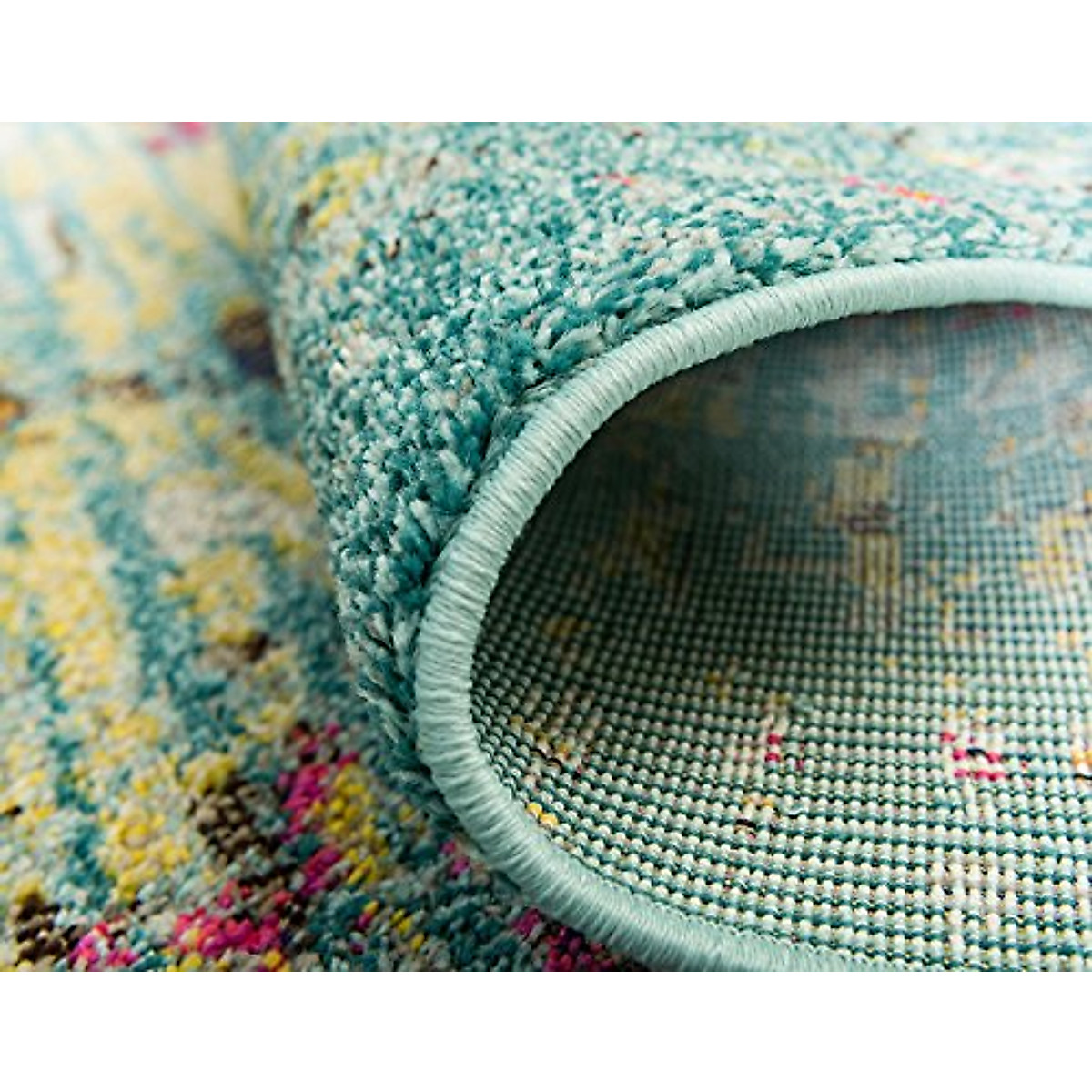 Unique Loom Vita Collection Over-Dyed Southwestern Tribal Vintage Area Rug, Rectangular 5' 0" x 8' 0", Turquoise/Yellow