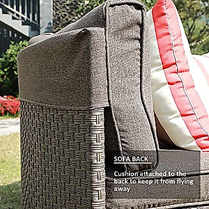 SUNSITT Outdoor Sectional Set 11-Piece Half Moon Patio Furniture, PE Wicker Sofa Taupe Cushions with 4 Side Table and 4 Pillows