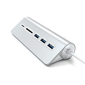 Satechi Aluminum USB 3.0 Hub & Card Reader - Compatible with MacBook Pro, MacBook, iMac, Surface Pro, Dell XPS and More (Silver)