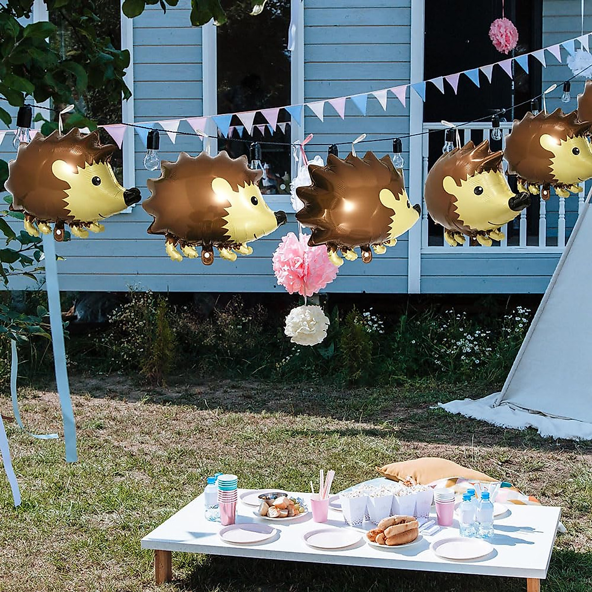 Cartoon Hedgehog Balloon Wildlife Safari Forest Woodland Party Supplies For Birthday Baby Bridal Shower Wedding Holiday Carnival, 6 Pack Cute Walking Hedgehog Foil Balloon Jungle Zoo Animal Balloon