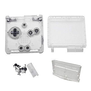 Cowhilan Replacement Clear Full Housing Shell Case Compatible with Gameboy Advance SP GBA SP Console, Send with Game Card Shell, Transparent