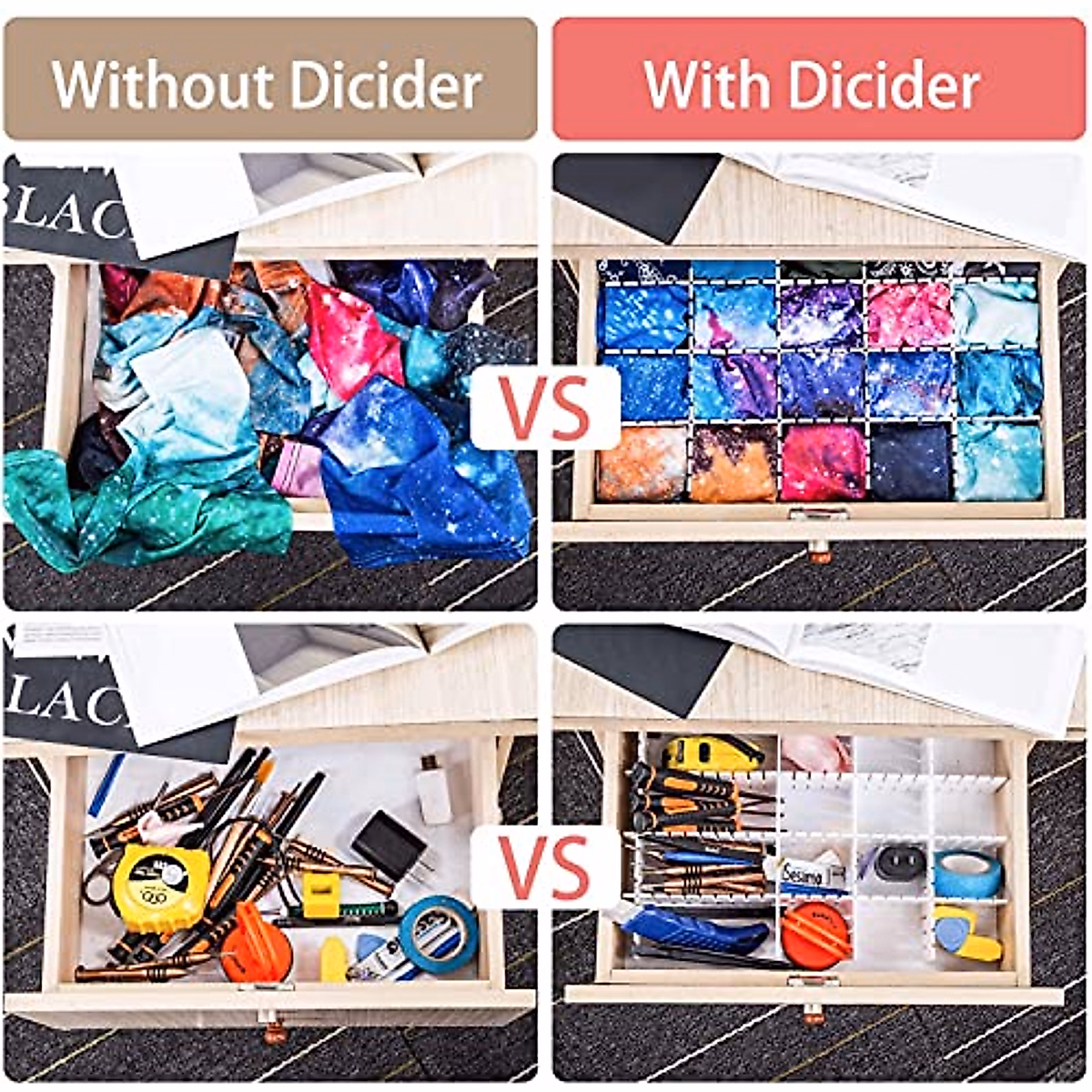 Flytianmy 40Pcs Drawer Dividers, Adjustable Drawer Organizer for Socks, Underwear, Makeup, Can Help Tidy Kitchen, Bedroom, Dresser White