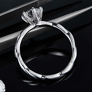 MRENITE Solid 10K/14K/18K White Gold 1 Carat Moissanite Diamond Twist Engagement Ring for Women 6 Prong Set Round Cut Moissanite Wedding Band (1 ct D Color VVS1 Clarity Center)