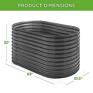 Best Choice Products 63in Oval Metal Raised Garden Bed, Customizable Outdoor Deep Root Backyard Planter, Stackable Design for Gardening, Vegetables, Flowers, Herbs w/ 275 Gallon Capacity - Dark Gray