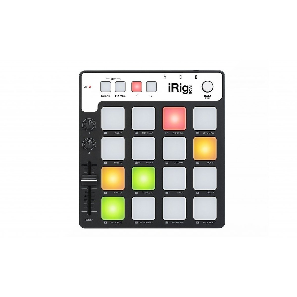 IK Multimedia iRig Pads MIDI groove controller, portable & lightweight MPC-style beat machine with 16 velocity-sensitive backlit rubber pads - studio equipment for iPhone, iPad, Android, Mac, PC