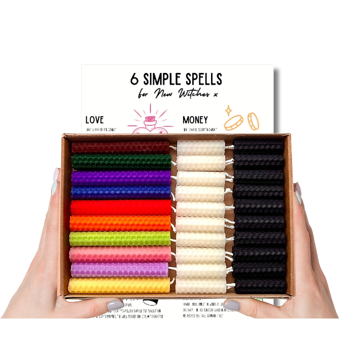 Phoenix Candle Company - Beeswax Spell Candles Set - 30 Count - Hand-Rolled - Assorted Colours