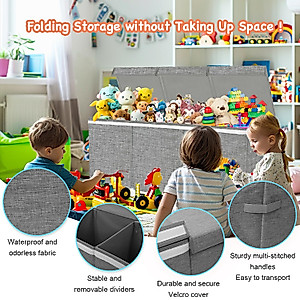Extra Large Toy Box, Toy Storage Organizer with Lid, Oxford Fabric Collapsible Sturdy Toy Chest Bins Baskets for Livingroom,Playroom, Nursery, Bedroom, Closet (Light Grey)