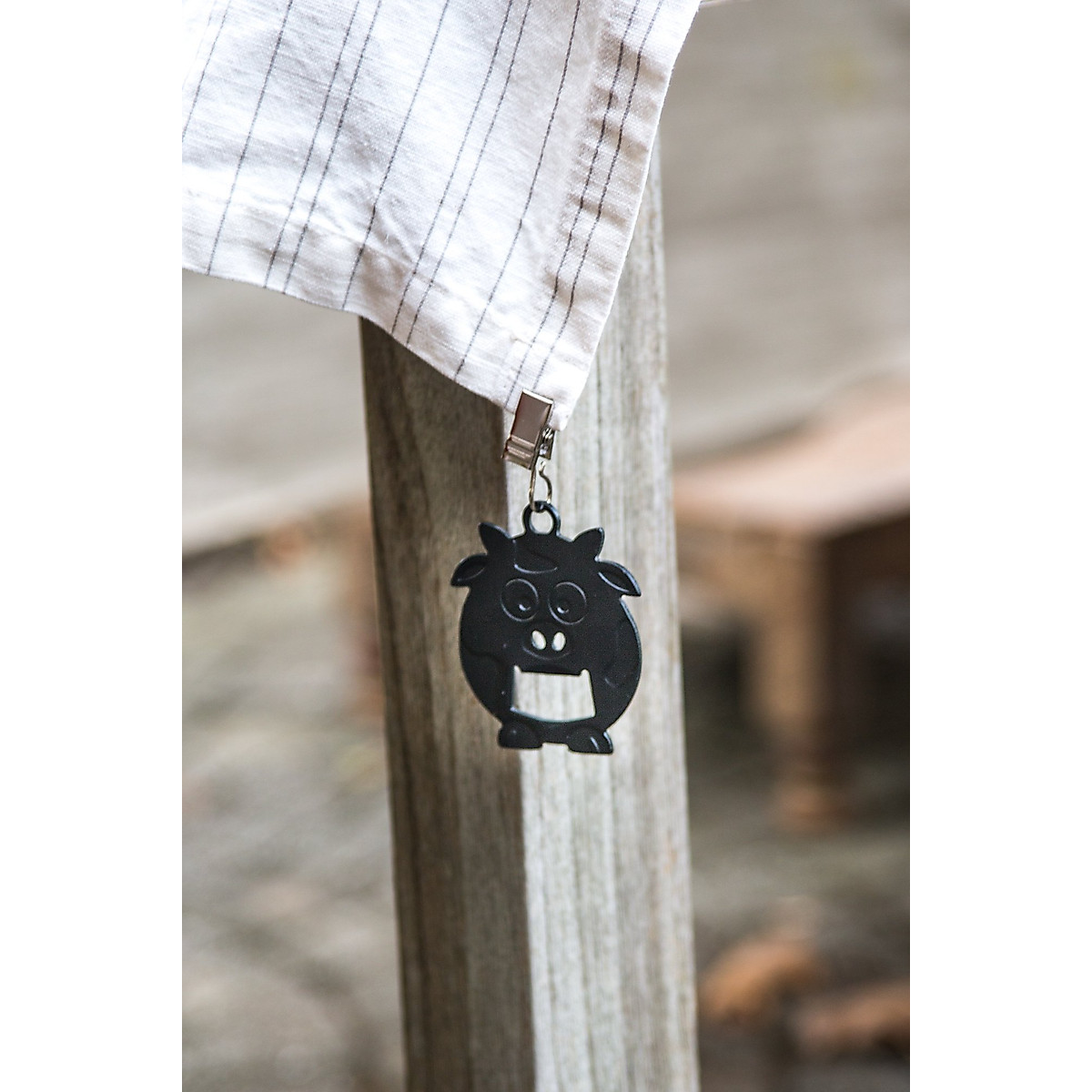 Outset 76220 Tablecloth Weights with Bottle Opener, Barnyard Animals, Set of 4, 2 x 3.75 x 0.25 inches