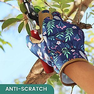 Pleneal Gardening Gloves for Women - Leather Garden Gloves Thorn Proof, Outdoor Protective Working Gloves