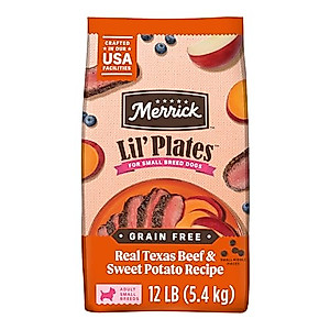 Merrick Lil’ Plates Premium Grain Free Dry Dog Food For Small Dogs, Real Texas Beef And Sweet Potato Kibble - 12.0 lb. Bag
