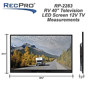 RecPro RV TV 40" | 1080p HD | 12V DC | 2X HDMI Ports | Built-in Tuner for Local Stations