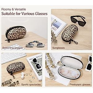 MoKo Unisex PU Protective Eyeglasses Case, Leopard, Zipper, 6.69x3.66x2.28in, 3.27oz
