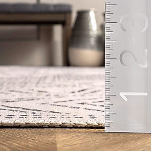 nuLOOM 2' x 12' SpinClean Machine Washable Stain-Resistant Area Rug with Non Slip Backing, Low Profile for Living Room, Bedroom, and Dining Room, Mia Light Grey