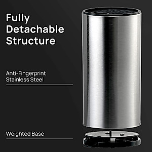 BIARTS Universal Knife Block without Knives Stainless Steel Knife Holder for Kitchen Counter with Drainage Hole, Knife Storage for Countertop Modern Design, Round, 4.6"L x 5"W x 9.4"H