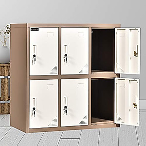 MAYROY Metal Locker Office Storage Locker Home Steel Locker School Storage Organizer, Storage Cabinet for Kids Students Employee (White, W6D)