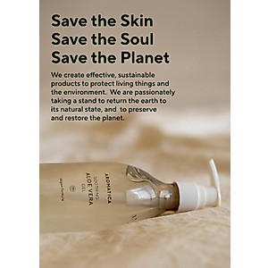 AROMATICA Organic Aloe Vera Gel 10.14oz/300ml, After Sun Care And Sunburn Relief with Pure Aloe Vera Gel Face&Hair, Sun Burn Moisturizer EWG Verified