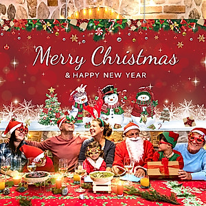 Christmas Snowman Garage Door Banner Cover 6 x 13 ft, Extra Large Fabric Winter Snowman Christmas Backdrop Photo Booth Background Yard Sign for Xmas Holiday Winter New Year Eve Party Supplies