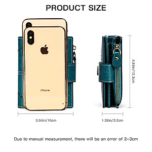 Seammer Small Leather Wallet for Women RFID Blocking Bifold Zipper Pocket Card Case Purse with 2 ID Windows (Blue)