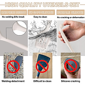 Kitchen Utensils Set, Umite Chef 22Pcs Silicone Cooking Utensils Set, Heat Resistant Silicone Kitchen Spatulas Set with Holder, White Cooking Gadgets Tools Set for Nonstick Cookware, Dishwasher Safe