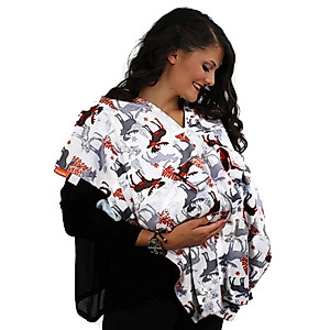 Dear Baby Gear Car Seat Canopy - Unisex Infant Car Seat Cover - Soft and Breathable Fabric - Fits Most Carseats - Winter Moose/Red Black Plaid - 40"x30"
