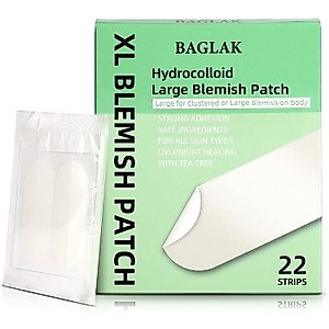 BAGLAK Large Blemishes Patches - 22 Strips, XL Size, Hydrocolloid t Dots, Blemishes Patch - Zit Stickers, For Face Blemishes Absorbing Cover Patch - Zit Sticker Facial Skin Care