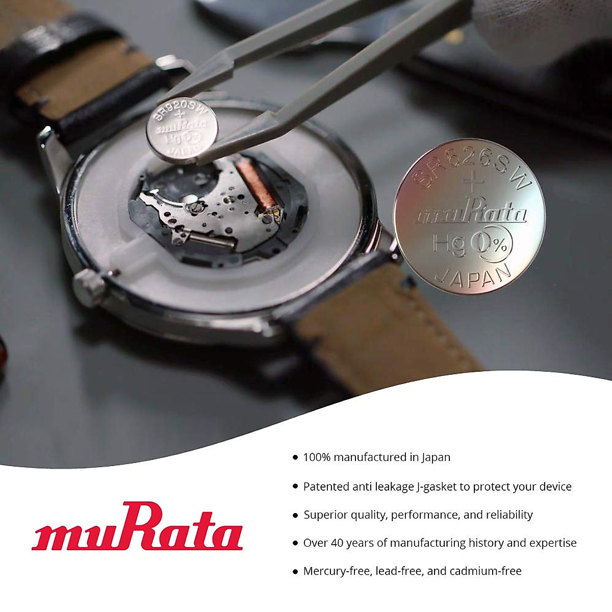 Murata 395/399 Battery SR927/W/SW 1.55V Silver Oxide Watch Button Cell (5 Batteries)