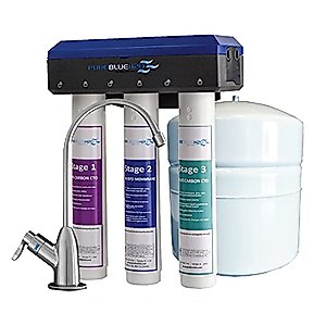 Pure Blue 3-Stage 1:1 80 GPD Certified Reverse Osmosis Water Filtration System