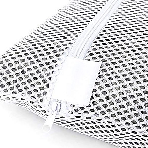 HANGERWORLD Professional Mesh Net Wash Laundry Bag with Zipper - For Socks Delicates and Baby Clothes - White, 24in x 17.5in