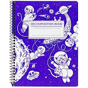 Decomposition Kittens in Space College Ruled Spiral Notebook - 9.75 x 7.5 Journal with 160 Lined Pages - 100% Recycled Paper - Cute Notebooks for School Supplies, Home & Office - Made in USA