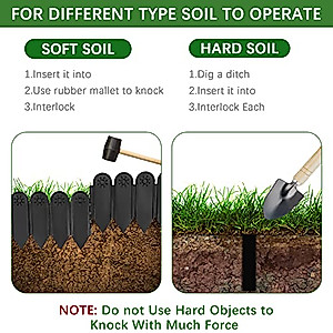 EEOCWF 5PCS Black Garden Edging Borders, 16.5"X6" Plastic Garden Landscape Edging, 6.88ft Interlocking Decorative Garden Fences Edging, Lawn Edge Flower Bed Border for DIY Patio Walkways Yard