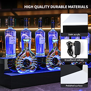 YITAHOME LED Lighted Liquor Bottle Display Shelf, 2-Step 60-inch Bar Liquor Alcohol Shelf for Home Counter Party, Acrylic Mounted Whiskey Rack Stand with Remote & App Control