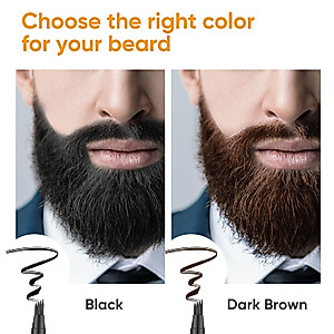 Beard Pencil Filler for Men, Innovative 4-Tip Beard Filling Pen Kit with Brush, Water & Sweat Resistant, Long Lasting, Natural Finish for A Perfect Beard (Black)