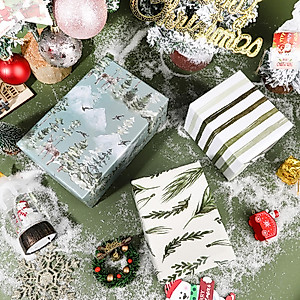 Vnaaem Forest Green Wrapping Paper - 6 Various Watercolor Woodland Reindeer Leaves and Tree Design Gift Wrap for Christmas Holiday Wedding Baby Shower Celebration - 20 X 28Inches Per Sheet(6 Pack)