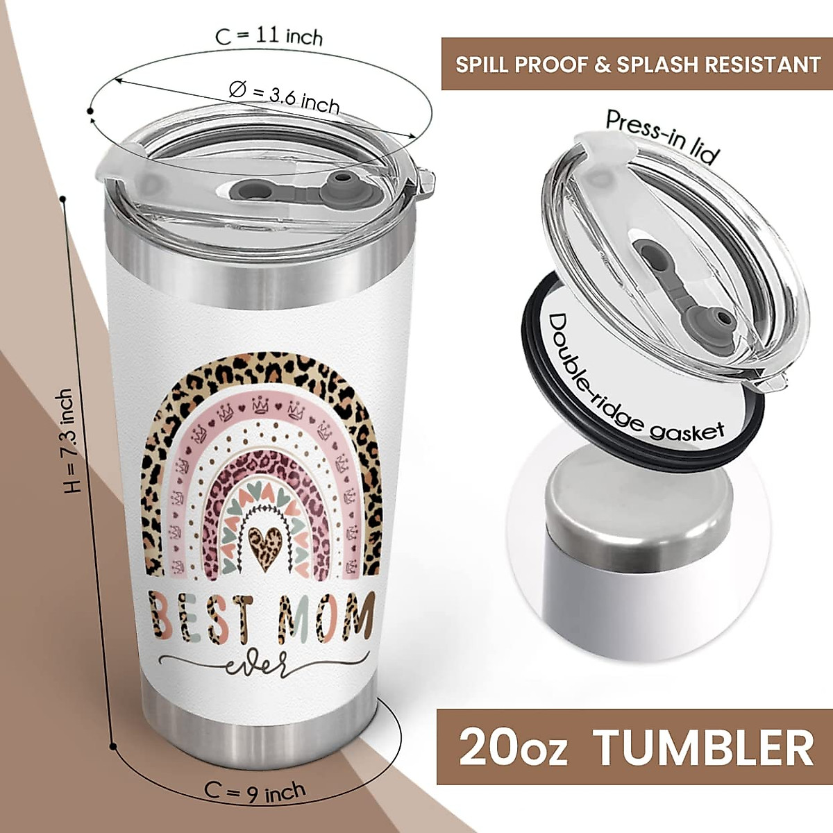 Kilyhome Mothers Day Gifts For Mom From Daughter, Son - Best Mom Ever Gifts, Gift Ideas for Birthday, Mother's Day, Presents For Mom To Be 1st Time Mom, New Mom Gifts - 20 Oz Stainless Steel Tumbler