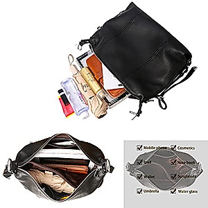 HESHE Vintage Genuine Leather Purses and Handbags for Women and Ladies Shoulder Bag Crossbody Bags (Black)