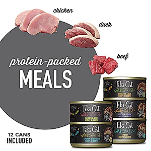 Tiki Cat After Dark, Variety Pack, High-Protein and 100% Non-GMO Ingredients, Wet Cat Food for Adult Cats, 2.8 oz. Cans (Pack of 12)