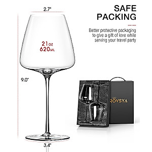 AOOE Red Wine Glasses Set of 6, Hand Blown Crystal Glasses-21 OZ,Large Burgundy Glasses- Light, Clear, Perfect for Wine tasting, Wedding, Anniversary, Birthday