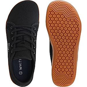 WHITIN Men's Extra Wide Width Fashion Barefoot Sneakers Zero Drop Sole W81 Size 11W Minimus Weightlifting Minimalist Tennis Shoes Walking Black Gum 44