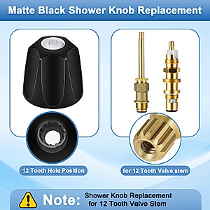 UCDETD Metal Shower Knobs 3 Piece Replacement, Compatible with Price Pfister Verve and Bathtub Shower Faucet Handle, Shower Knobs Include Hot/Cold/Diverter and 3 Screws (Matte Black)
