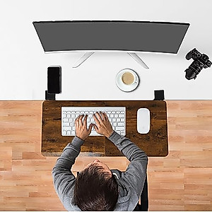 ETHU Ergonomics Desk Extender Tray, 26.7"x11.4" Large Size Foldable Keyboard Drawer Tray Clamp On, Armrest Support for Home and Office (Wood)