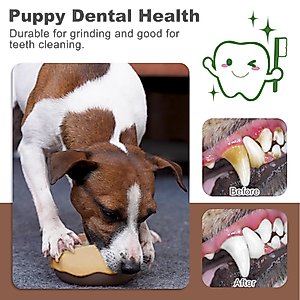 MITAIKO Indestructible Dog Toys for Aggressive Chewers, Interactive Squeaky Chew Toy for Senior Dog & Puppy Teething, Durable but Soft Food-Grade Rubber Donut Toy for Small Medium Large Dogs, Brown