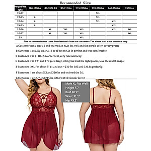 Avidlove Plus Size Babydoll For Women Sexy Nightgowns For Women Plus Size Lingerie (Wine Red, XL)