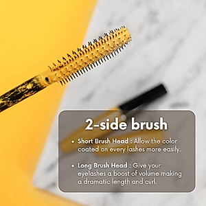 2 Sides Lengthening Mascara by TSUVIMI | Smudge-Proof, Clump-Free & Buildable Formula | Waterproof Defining Mascara Makeup | Ophthalmologist Tested, Hypoallergenic, Vegan, Cruelty Free | Golden Brown