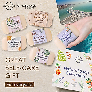 O Naturals 100% Natural Bar Soap - Assorted 6 PCS Soap Gift Set - Organic Ingredients & Essential Oils - Spa Gifts for Women & Men, Body Wash Soap Bar & Face Soap - Natural Soap - Mother's Day Gifts