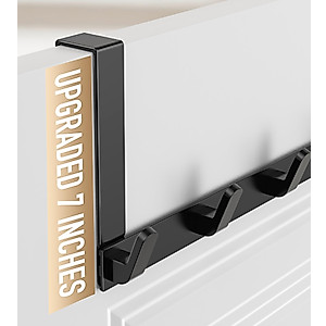 KitchLife Over The Door Hooks Hanger with Extended Arms for Easy Use by Women - Bathroom Accessories and Towel Rack Organization - 1 Pack, Matte Black