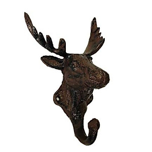 Midwest Craft House 6 Rustic Elk Moose Wall Hooks for Coats, Hats, Purses, Mud Rooms, Bars, Restoration, Cabins, Gifts, Purses, Dog Leashes, Hunters, Rustic Brown Farmhouse Color
