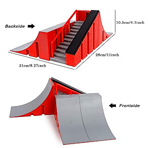 KETIEE Mini Finger Skateboard and Ramp Accessories Set, Skate Park Deck Truck Board Ramp Kit with Finger Skateboards, Fingertip Movement Party Game Toy for Kids (A)