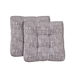 SleepMan Chair Pad Seat Cushion, Outdoor/Indoor, Non-Skid Backing, Durable Fabric, Comfort and Softness, Home Decor Floor Tufted Cushion Pet Pad, Washable, 15.7 x 15.7 Inches (Grey, Set of 2)