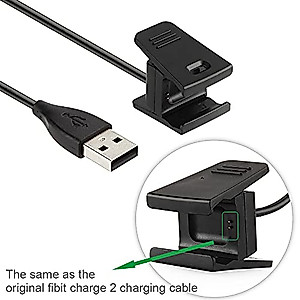Temery Fitbit Charge 2 Charger - 2Pcs Replacement USB Charger Charging Cable for Fitbit Charge 2 with Cable Cradle Dock Adapter for Fitbit Charge 2 Smart Watch(3.3 feet +1.6 feet)…