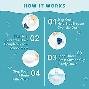 StopShroom The Ultimate Universal Drain Stopper Plug for Bathtub, Bathroom, and Kitchen Sink Drains (White)